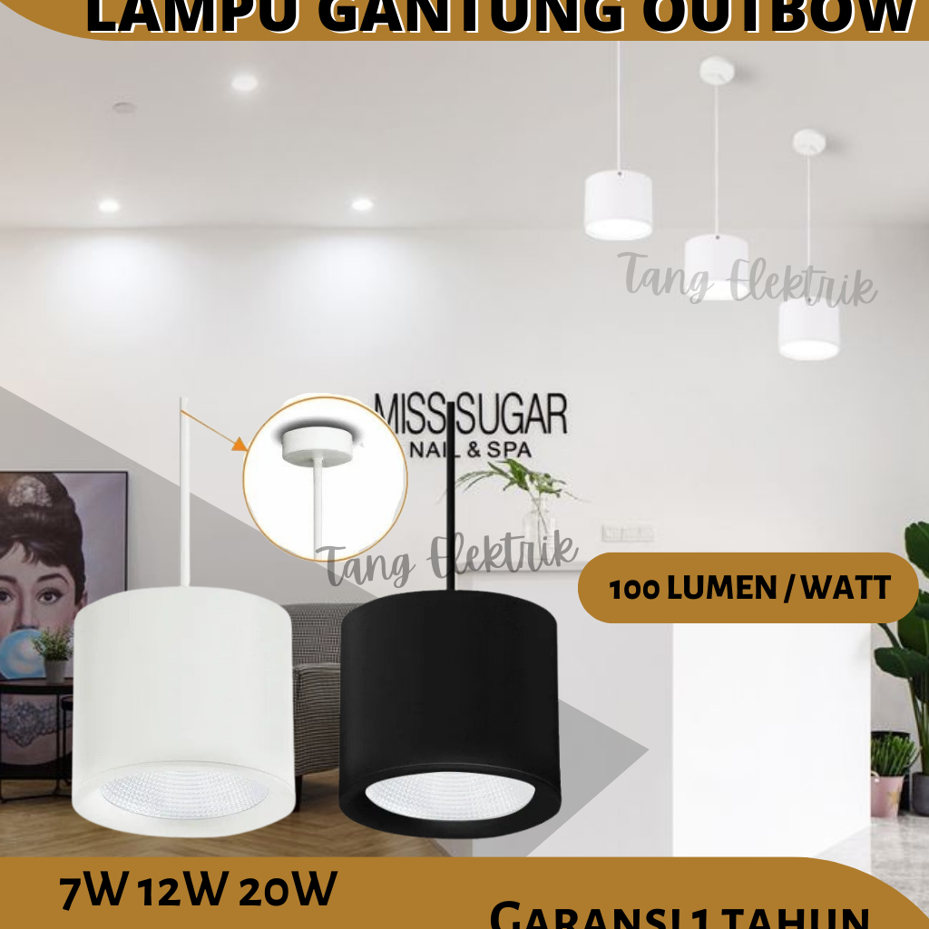 Jual Lampu Outbow Downlight LED Lampu Plafon Bulat Gantung 7W 12W 20W ...