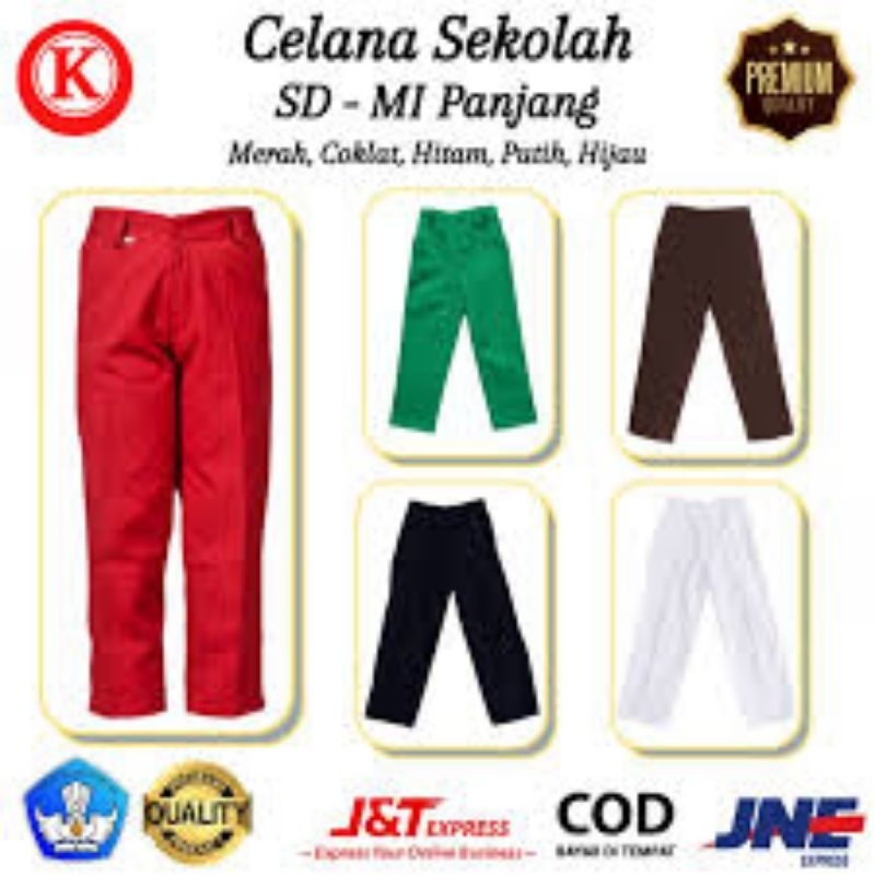 Jual Seragam Celana Sekolah SD/MI warna (Merah,Coklat,Hijau,Hitam dan Putih) | Shopee Indonesia