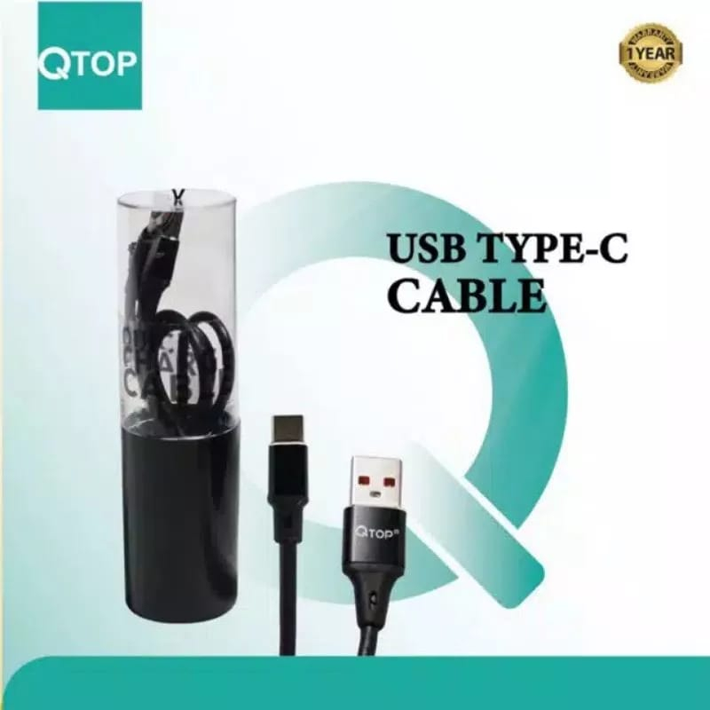 Jual KABEL DATA QTOP USB TYPE C 1 METER KEMASAN BOTOL QUICK CHARGING ...
