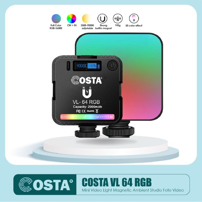 Jual COSTA VL-64 RGB Mini Video Light Magnetic Ambient Studio Foto ...