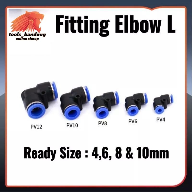 Jual Tools Bandung Konektor Slip Lock Elbow L Pneumatic Fitting Selang ...