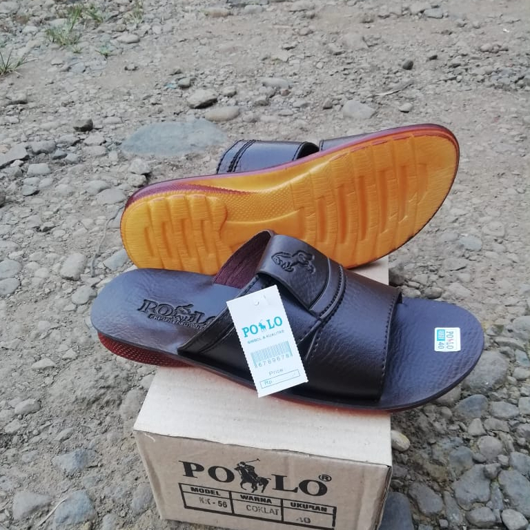 Jual Sandal kulit pria sandal polo kasual | Sandal slop ban satu polo ...