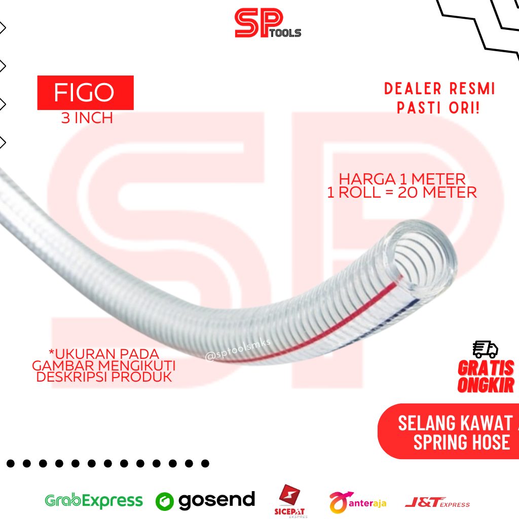 Jual SELANG KAWAT PVC SPIRAL SPRING HOSE 3" 3 INCH FIGO ROLL/METER ...