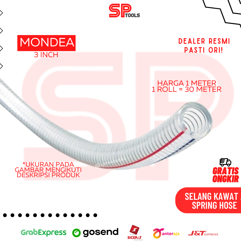 Jual SELANG KAWAT PVC SPIRAL SPRING HOSE 4" 4 INCH MONDEA ROLL/METER ...