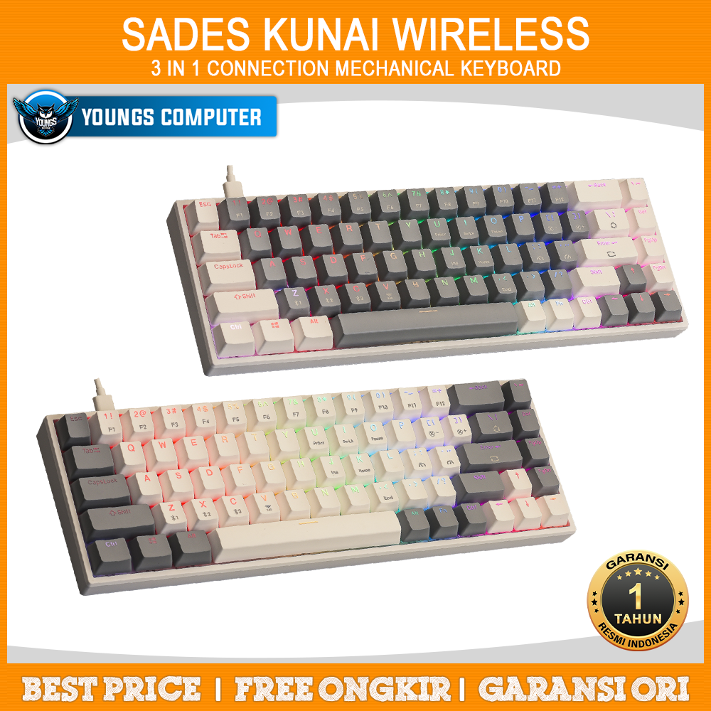 Jual SADES KUNAI 3 in 1 Connection Mechanical Gaming Keyboard Wireless ...