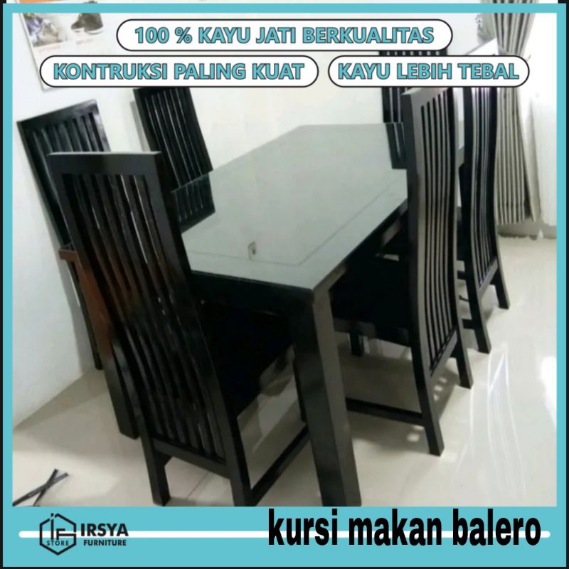 Jual Meja Makan Minimalis Kayu Jati 6 Kursi - Kursi Makan Balero Jati | Shopee Indonesia