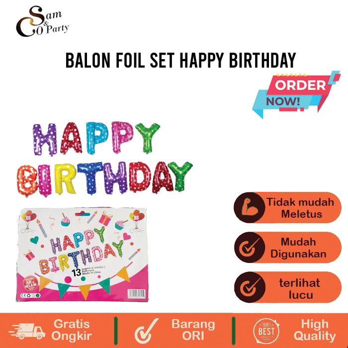 Jual Balon foil / balon foil huruf set happy birthday rainbow | Shopee ...