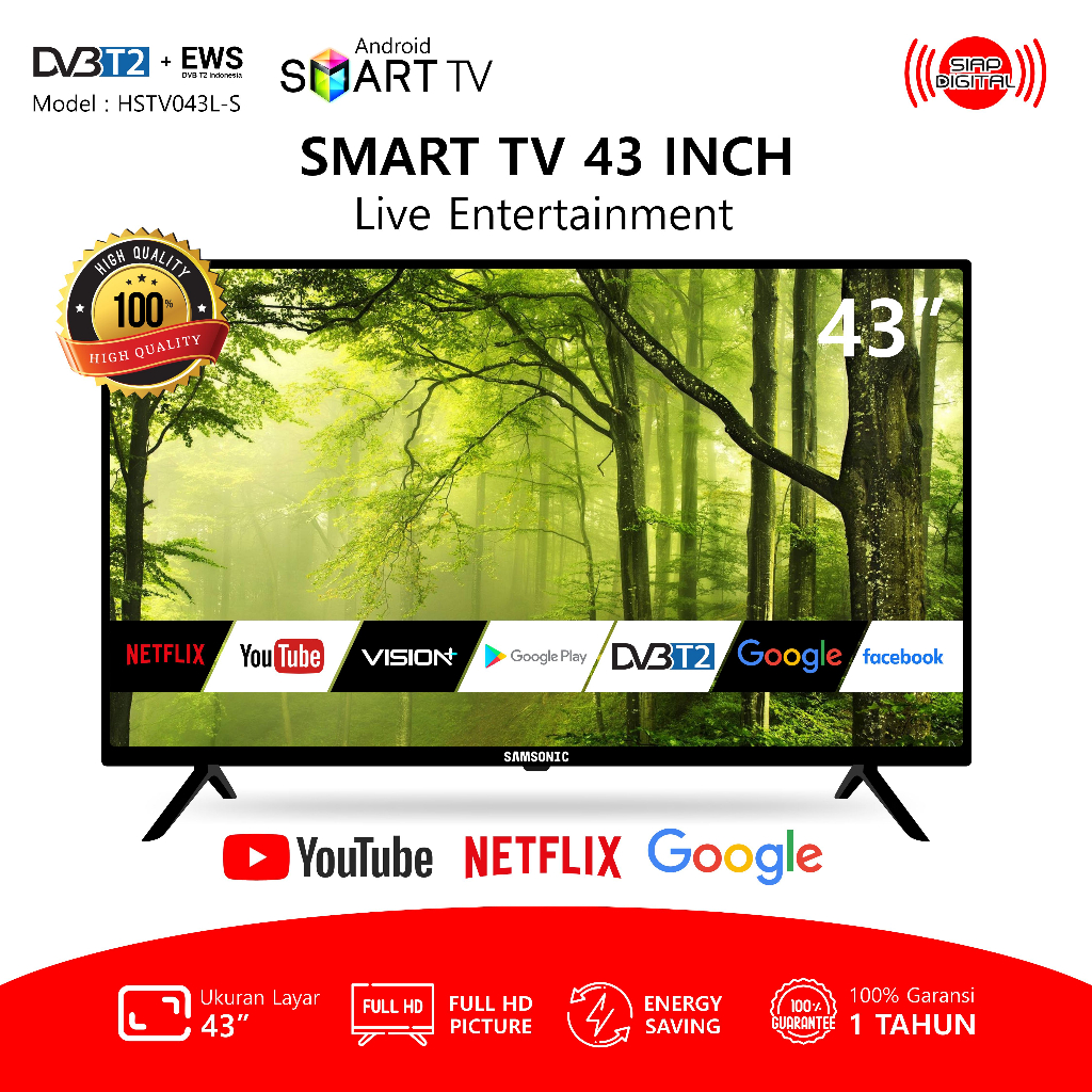 Jual TV LED 43 inch HD TV Digital, Smart TV Televisi Murah Samsonic ...