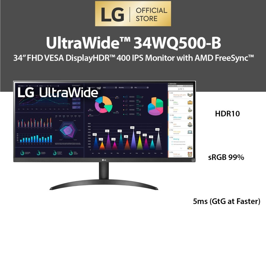 Jual Monitor LG LED 34" 34WQ500-B Ultrawide WFHD IPS HDR10 sRGB 99% ...