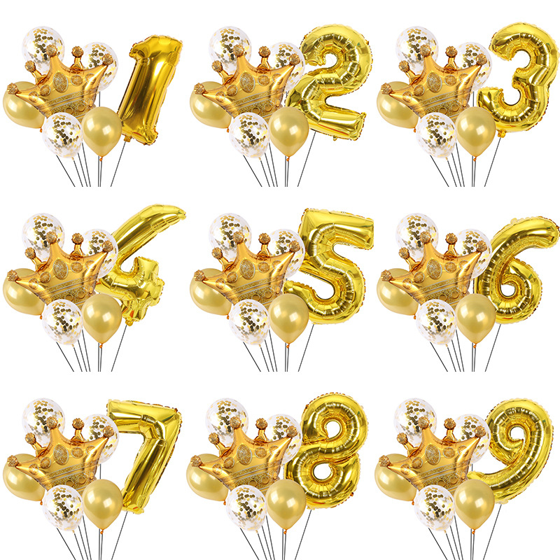 Jual Balon Set 7pc Ultah Ulang Tahun Angka Happy Birthday Number Crown ...