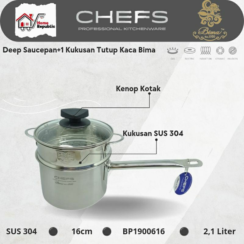Jual BIMA CHEFS DEEP SAUCE PAN 16CM PANCI 3PLY SUS304 MPASI BAYI ...