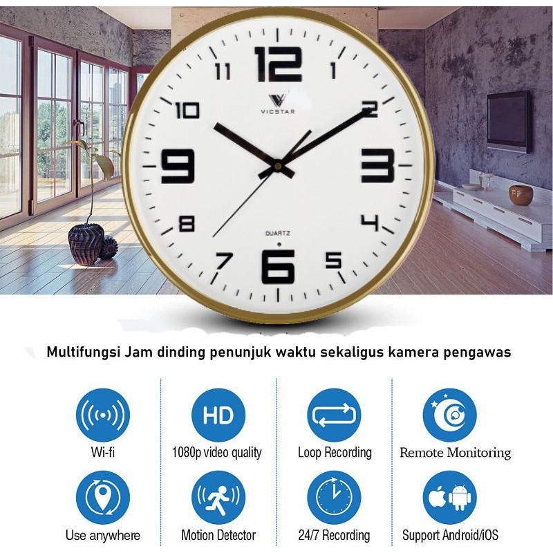 Jual Spy Camera CCTV Jam Dinding IP Kamera Tersembunyi 4K WiFi Click ...
