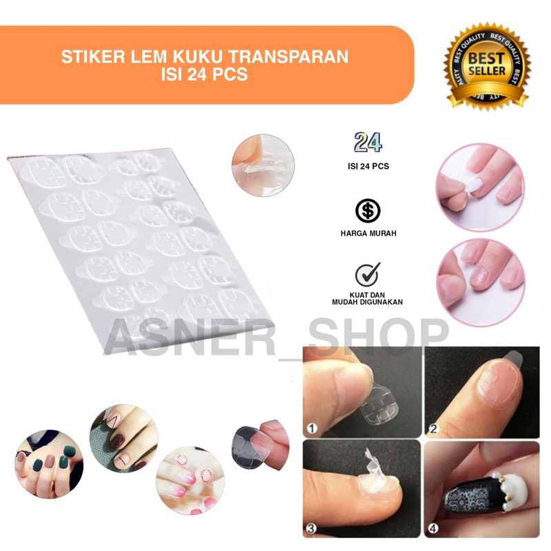 Jual Lem Jelly Kuku Palsu isi 24pcs - Gel Nail Tempel Lembar Bening | Shopee Indonesia
