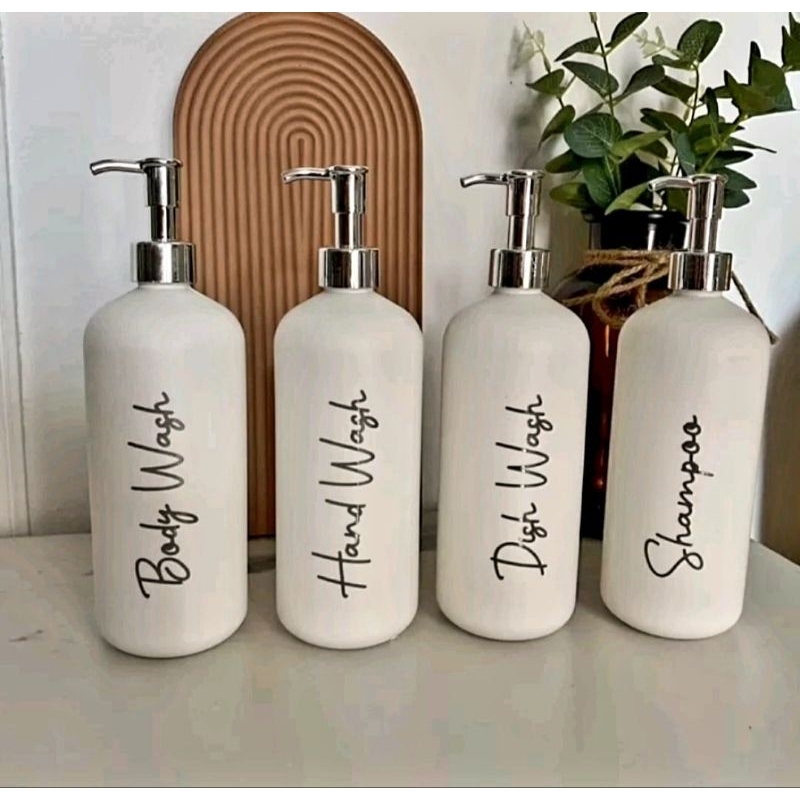 Jual BOTOL REFIL PUMP 500ML PUTIH PUMP SILVER LUXURY MEWAH STIKER ...