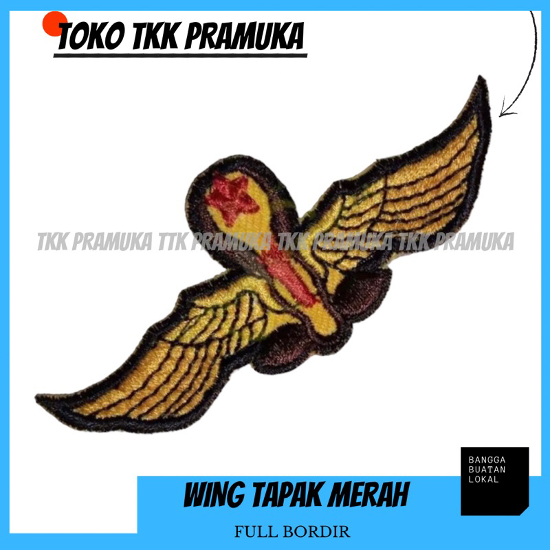 Jual wing tapak merah full bordir bijian | Shopee Indonesia