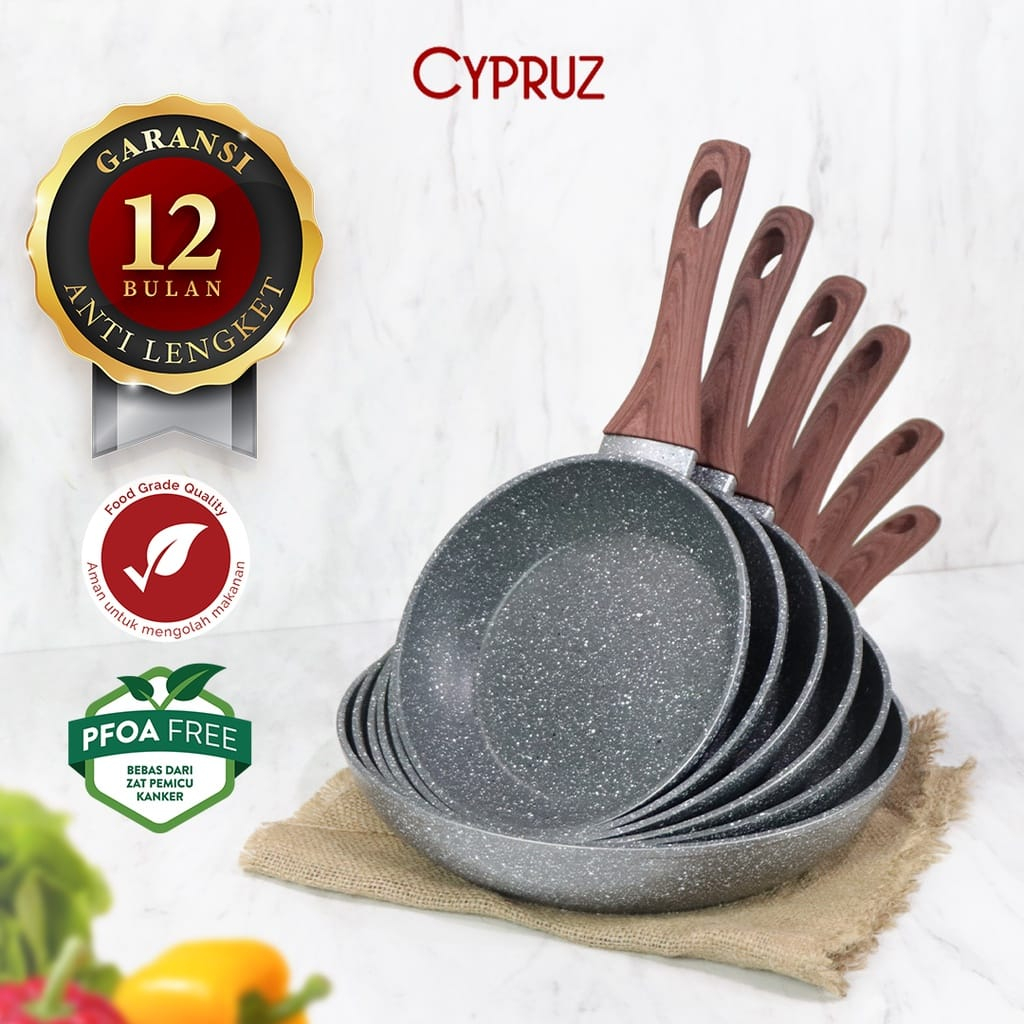 Jual Cypruz Saucepan Frypan Keramik Marble Abu Teflon Induksi Listrik ...