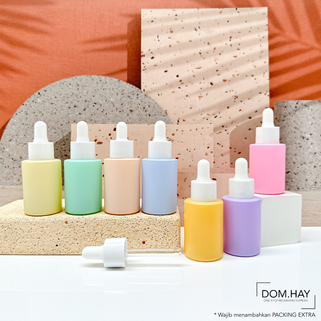 Jual 30ml Botol Pipet Kaca Pastel Putih Bahu Datar Packaging Kosmetik ...