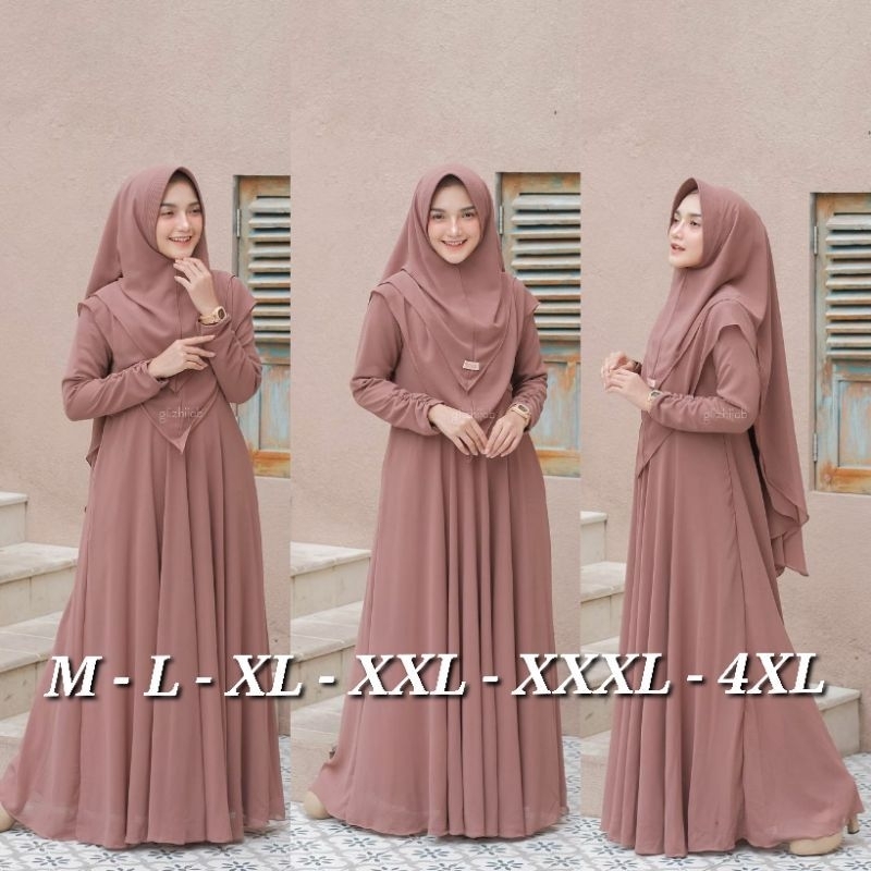 Jual GAMIS JUMBO UKURAN M-L-XL-XXL-XXXL PLUS JILBAB 2 LAYER GAMIS POLOS ( MAYIRA SYARI ...