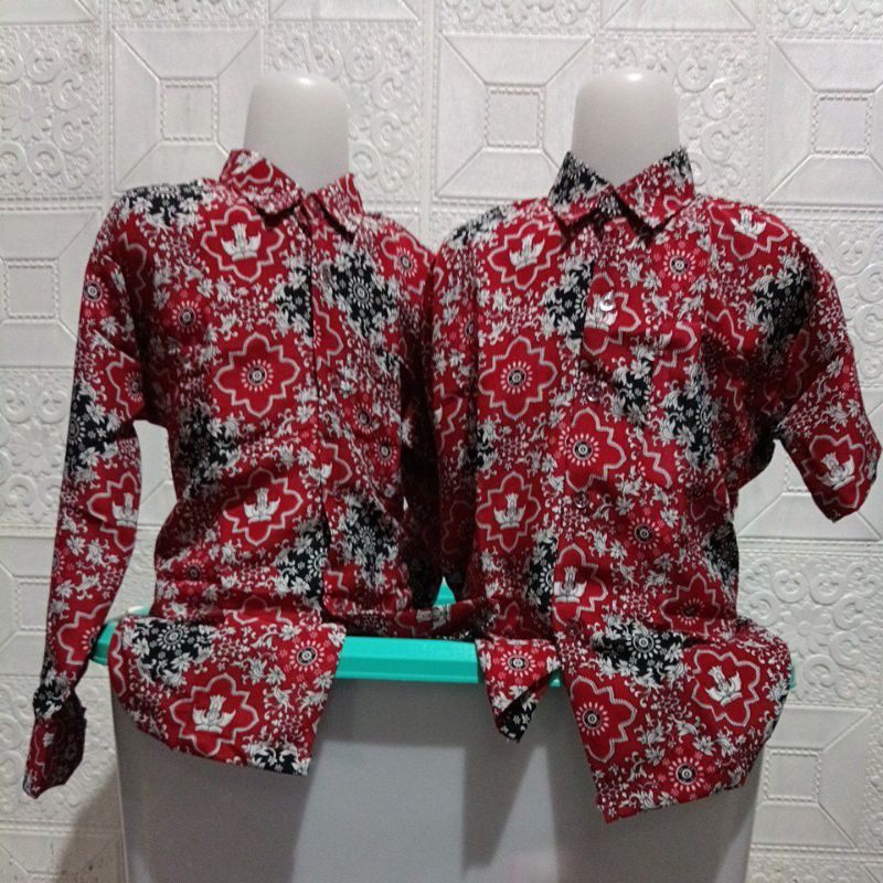 Jual BAJU BATIK TUTWURI MERAH/BAJU BATIK MASIO TANGAN PANJANG/BAJU ...