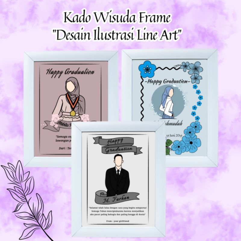 Jual Kado Wisuda/Ulang Tahun Frame Desain Line Art Custom Beserta ...