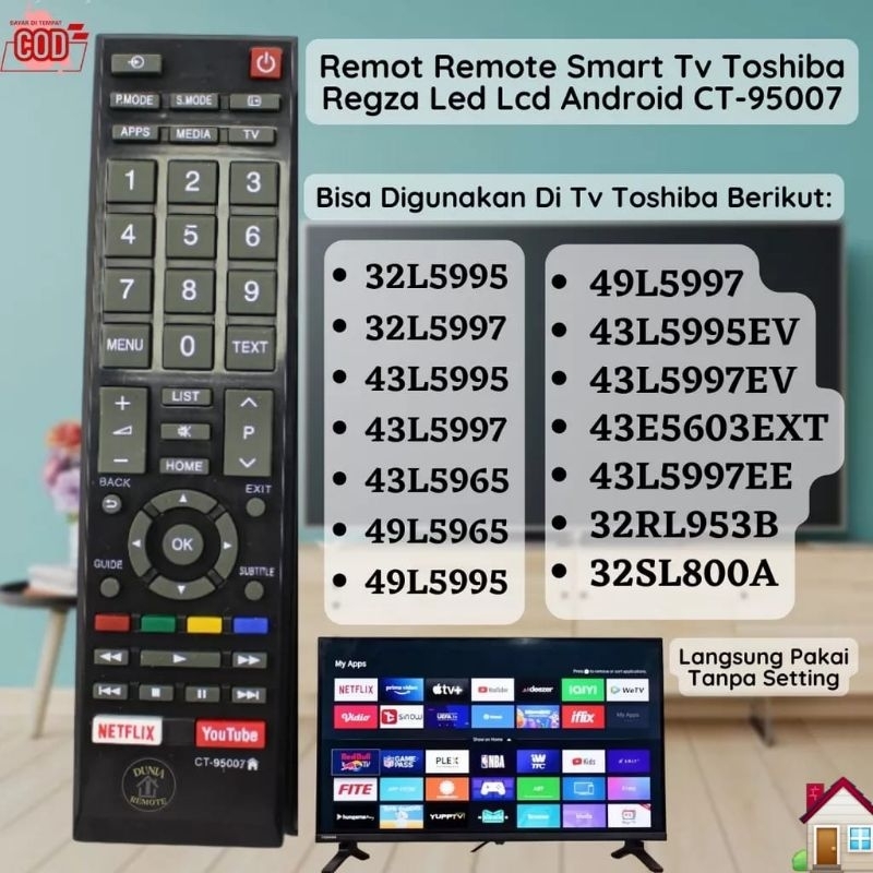 Jual REMOT/REMOTE smart TV toshiba regza ANDROID TV LCD LED CT-95007 | Shopee Indonesia