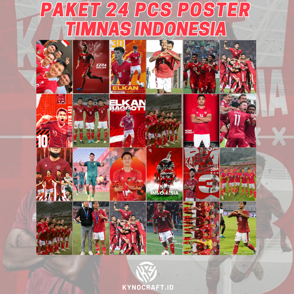 Jual [24pcs] Poster Timnas Indonesia Poster dinding sepakbola hiasan ...