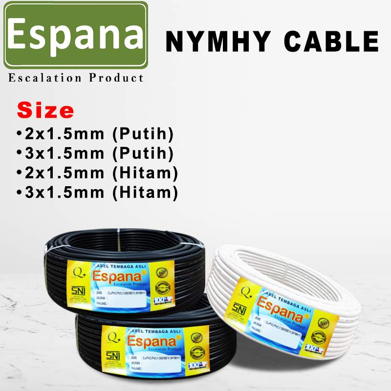 Jual Kabel Listrik NYMHY / Kabel Espana 2x1.5mm 3x1.5mm Tembaga Asli ...