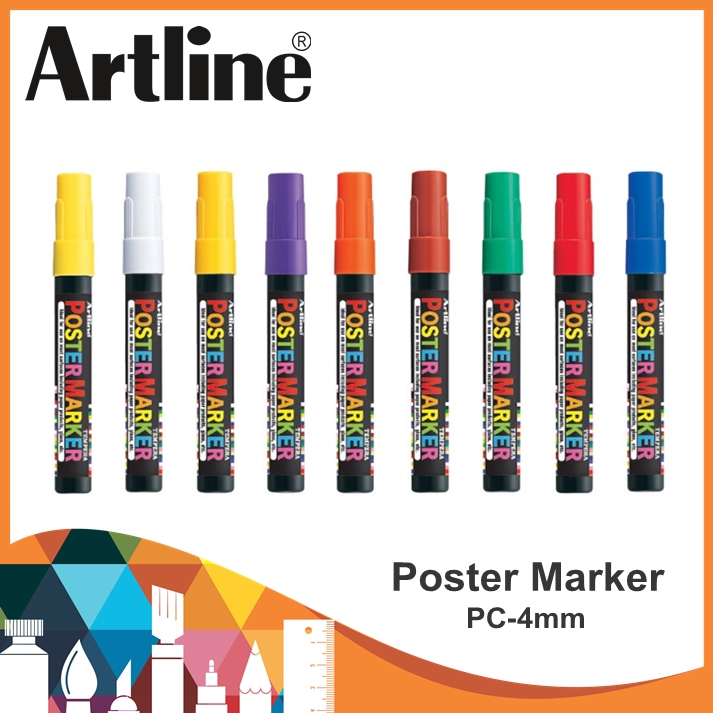 Jual Artline Poster Marker 4mm / Poster Marker / Spidol Cat / Spidol ...