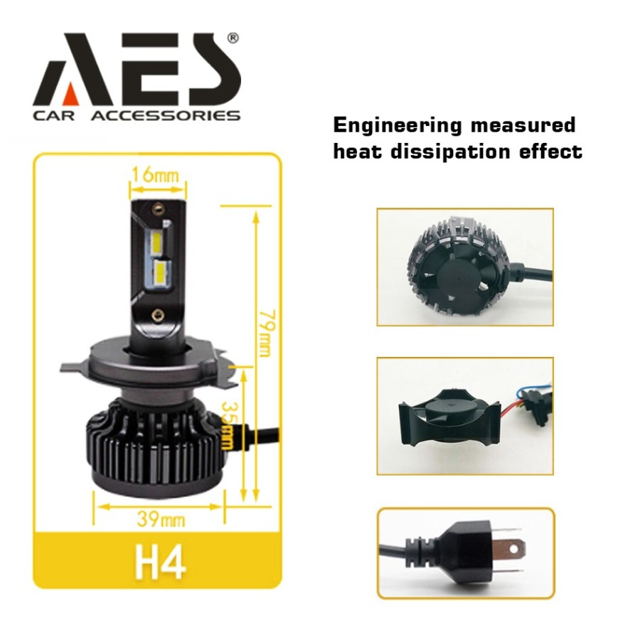 Jual TURBO LED AES FOGLAMP HEADLAMP 12-24V AES LAMPU LED MOBIL H4 ...