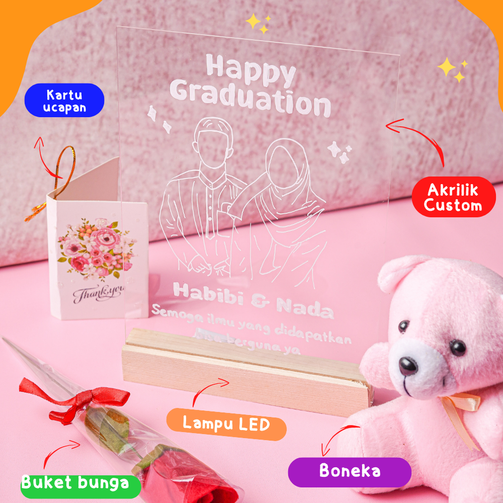 Jual Kado Hadiah Hampers Wisuda Akrilik Custom Graduation Birthday ...