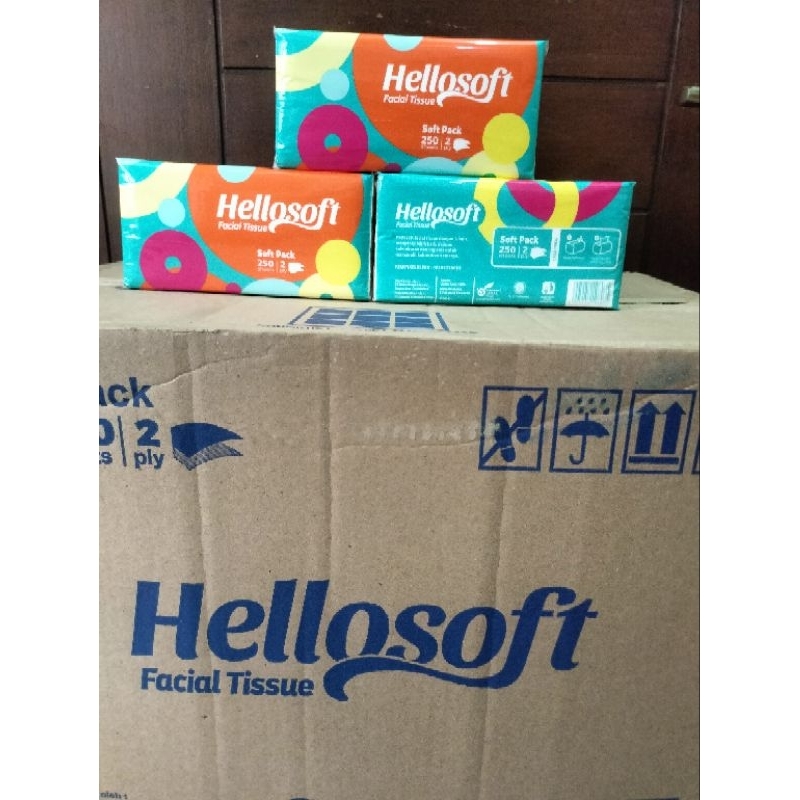 Jual Hellosoft facial tissue 250sheet/2 ply (1 dus isi 48 bks) | Shopee ...
