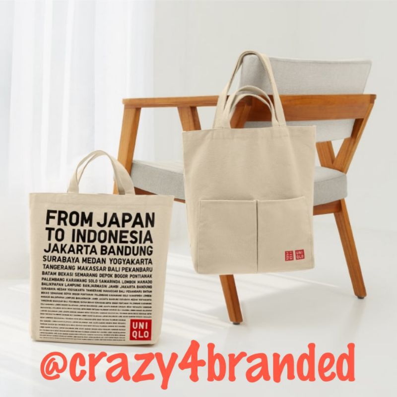 Jual Uniqlo Indonesia 10th Anniversary Tote Bag with Pocket | Shopee ...