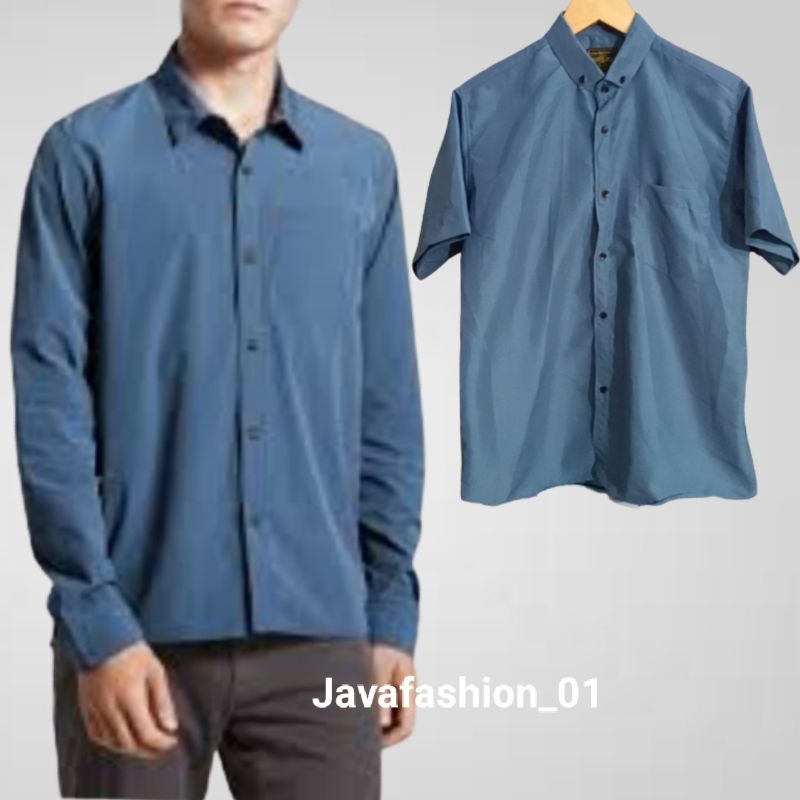 Jual KEMEJA BIRU DENIM/KEMEJA STEEL BLUE PRIA LENGAN PANJANG DAN PENDEK ...