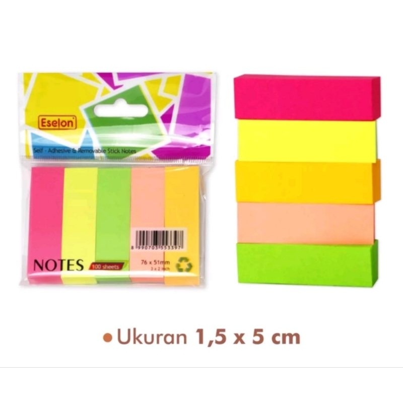 Jual STICKY STICK STIK NOTE MEMO PEMBATAS KERTAS POST IT ESELON 5 WARNA ...