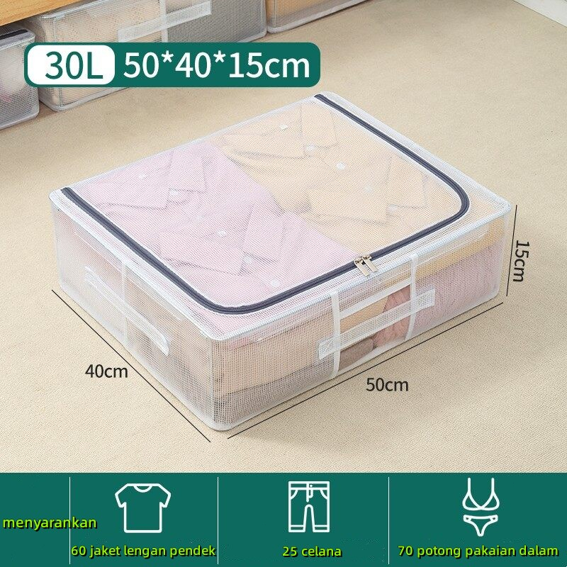 Jual kotak penyimpanan storage box organizer liters frame baja Double Zipper Large Box Kotak ...