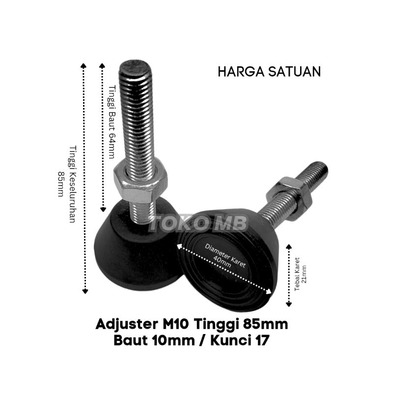 Jual Adjuster M10 Tinggi 85 Karet Stabil Kaki Meja | Shopee Indonesia