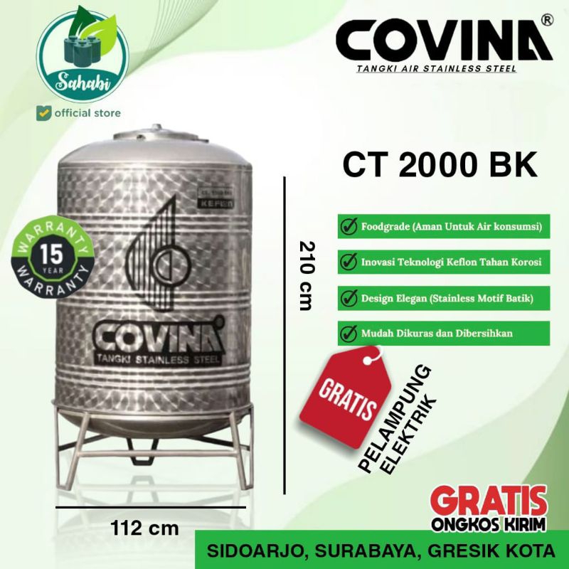 Jual Tandon Air / Tangki Air / Toren Air Murah Stainless COVINA BK-2000 ...