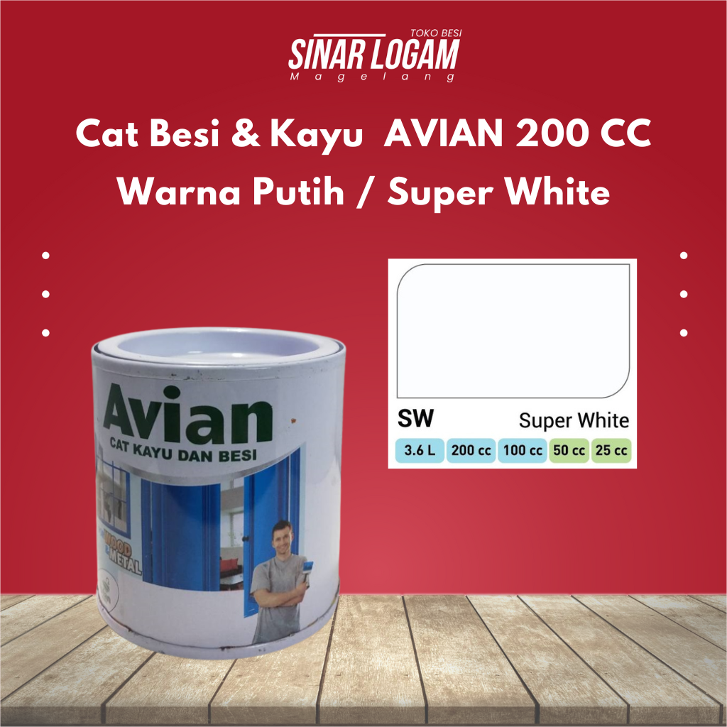 Jual CAT BESI KAYU AVIAN 200 CC WARNA PUTIH / SUPER WHITE | Shopee ...