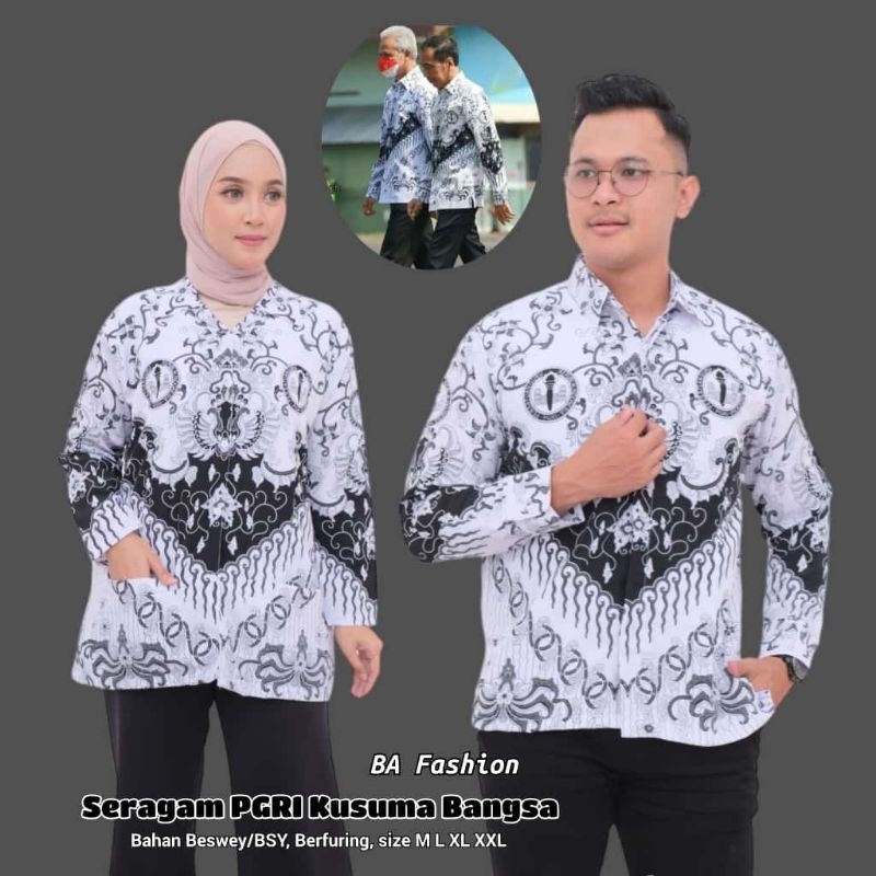 Jual COD NEW // SERAGAM KORPRI KUSUMA BANGSA DHARMA WANITA TUNIK PANJANG 110CM KEMEJA KERAH ...