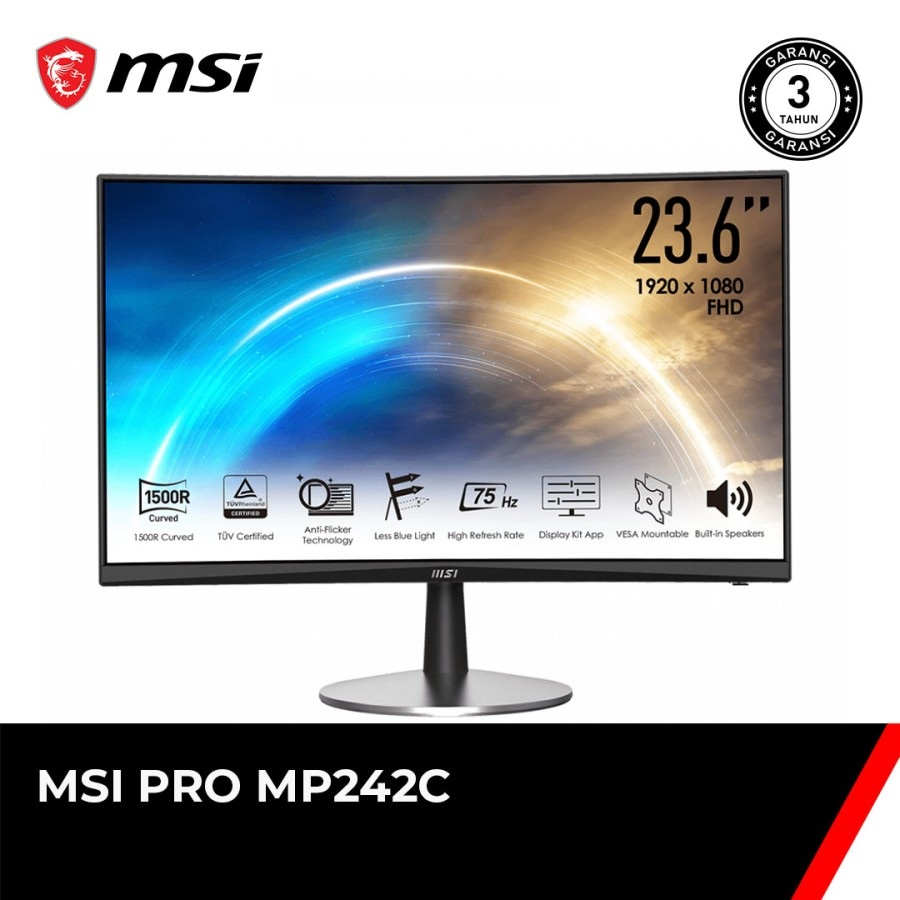 Jual MSI LED PRO MP242C 24"- Monitor Curved 75Hz FHD HDMI D-Sub ...