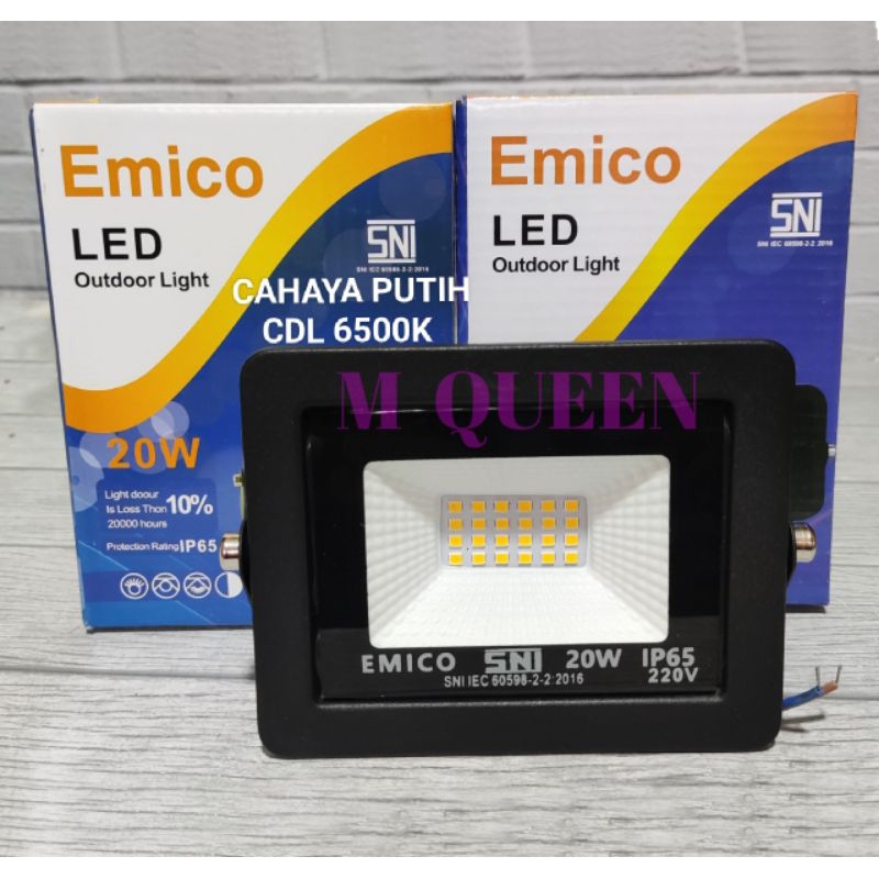 Jual EMICO LAMPU SOROT LED 20W LED FLOOD LIGHT 20 WATT LED TEMBAK OUTDOOR LIGHT SNI BAGUS ...