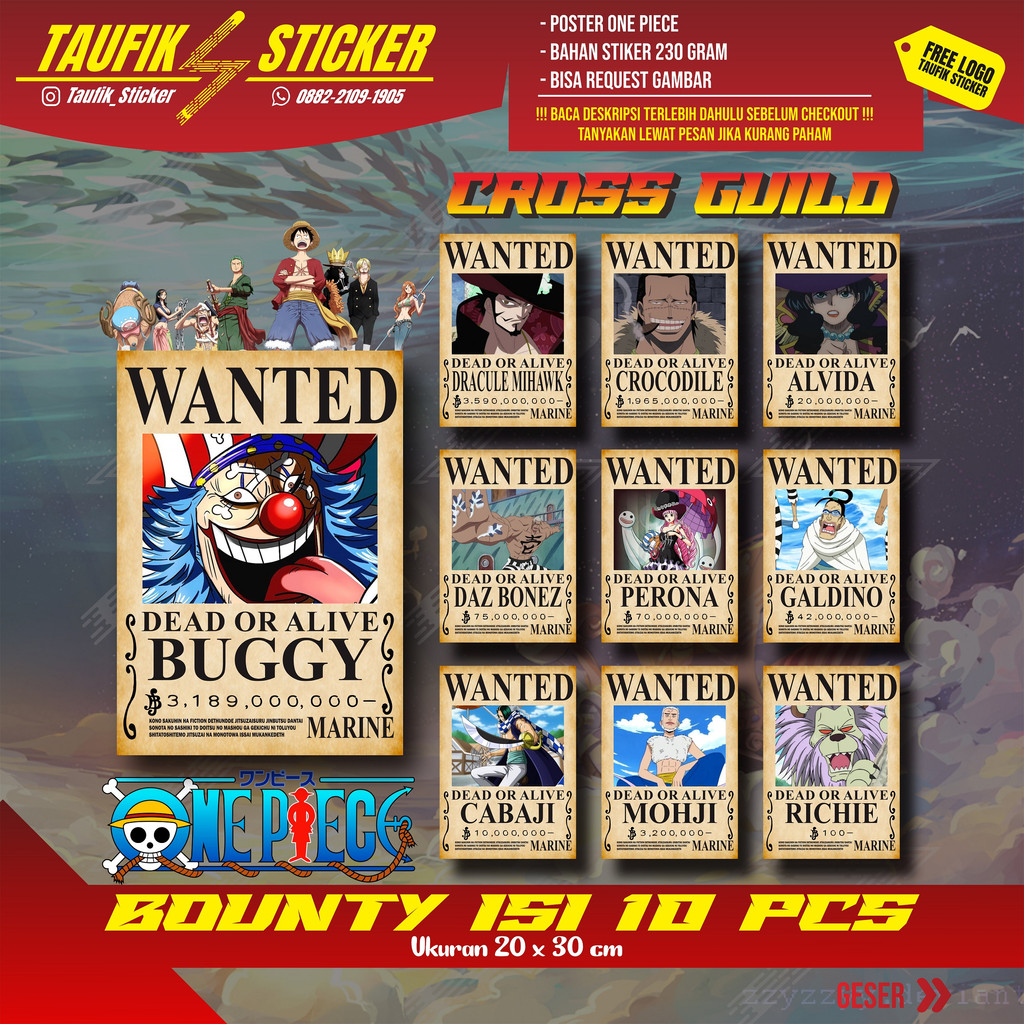 Jual Poster Bounty One Piece | Ukuran A4+ ( 32 x 21 cm ) Lebih Besar ...