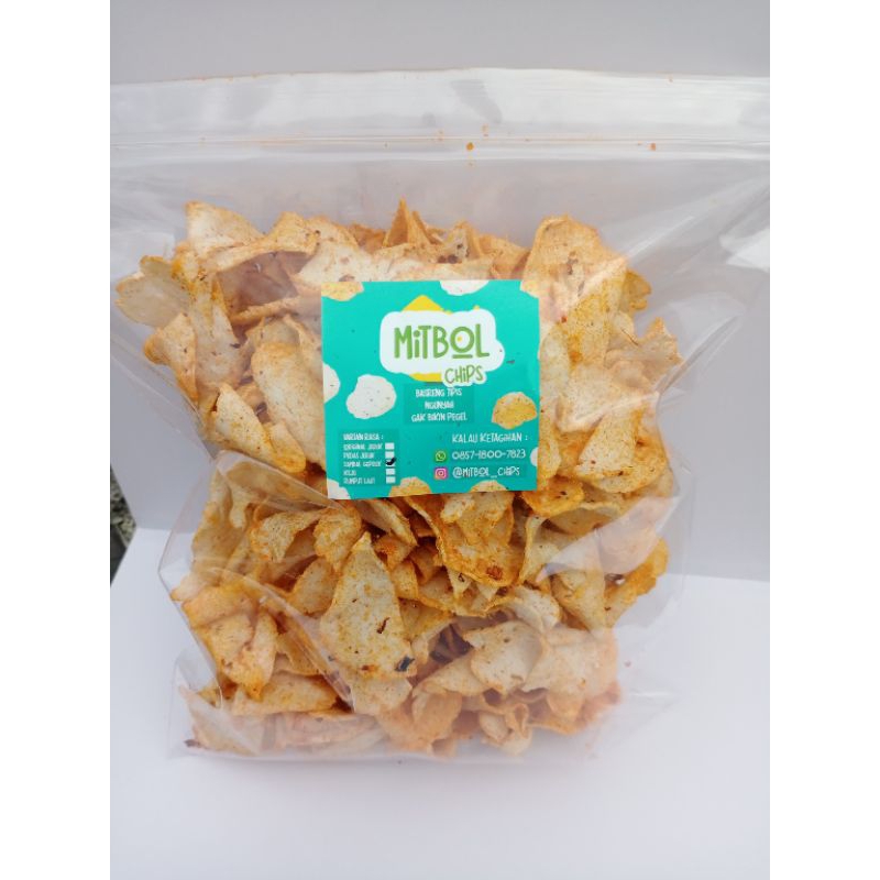 Jual mitbol chips snack keripik basreng tipis sambal geprek 200 gram ...
