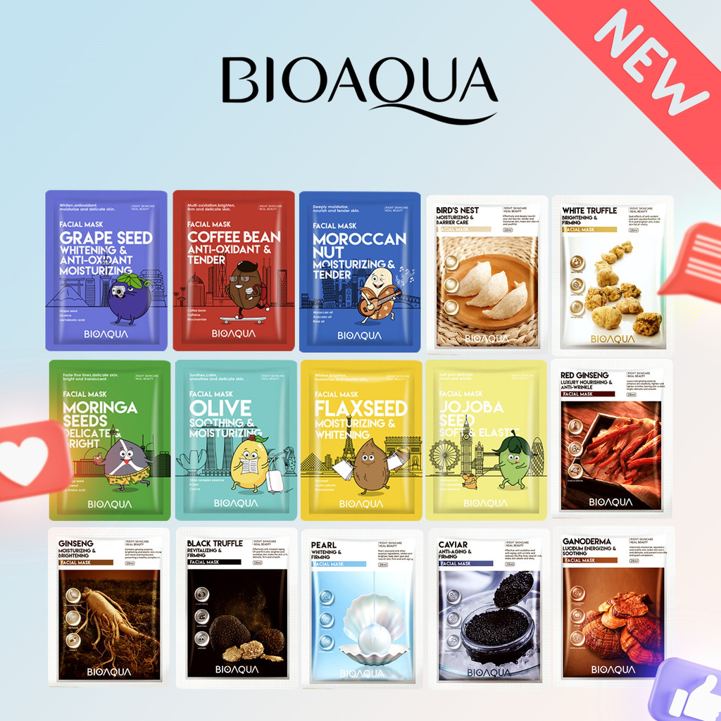 Jual BIOAQUA SHEET MASK / MASKER WAJAH BIJI BUAH & NOURISH SERIES 25ML ...