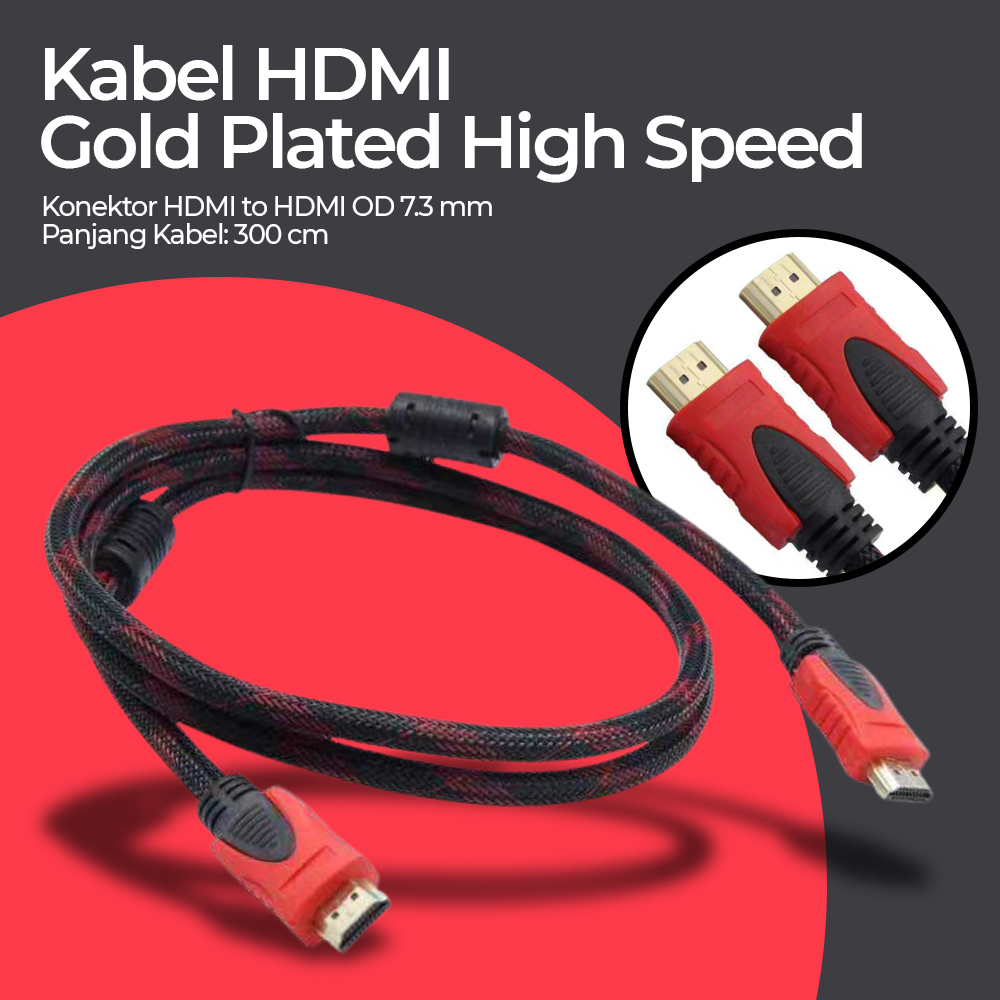 Jual Kabel HDMI Gold Plated High Speed Full HD Panjang 3 Meter | Shopee ...