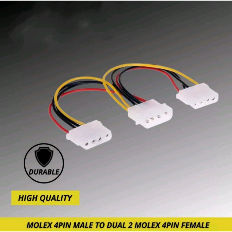 Jual Kabel Power Molex 4pin male to Dual Molex 4pin Female Extension ...