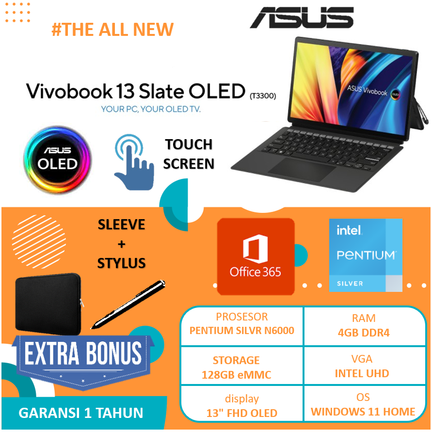 Jual Asus Vivobook Oled 13 T3300 N6000 4GB 128GB FHD OLED WIN11 ...