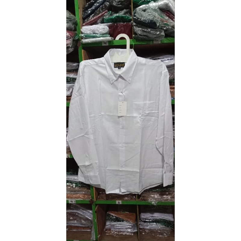 Jual hem putih polos panjang kemeja panjang hem kantor | Shopee Indonesia