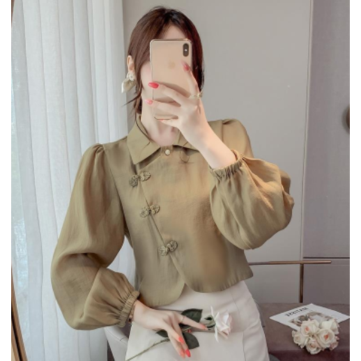 Jual Atasan lengan panjang cheongsam --- Yimin Blouse | Shopee Indonesia