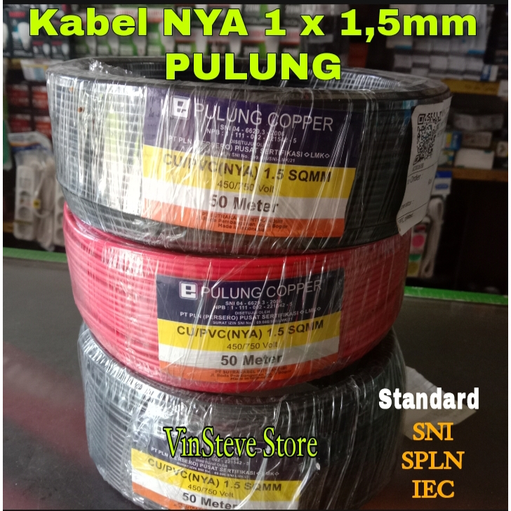 Jual Kabel Listrik NYA Pulung 1 x 1,5mm 50 Meter | Shopee Indonesia